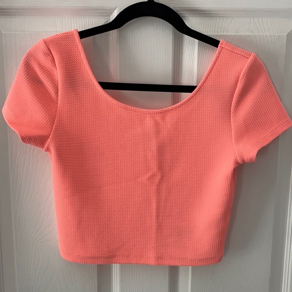 Divided | Tops | Neon Pink Textured Crop | Poshmark